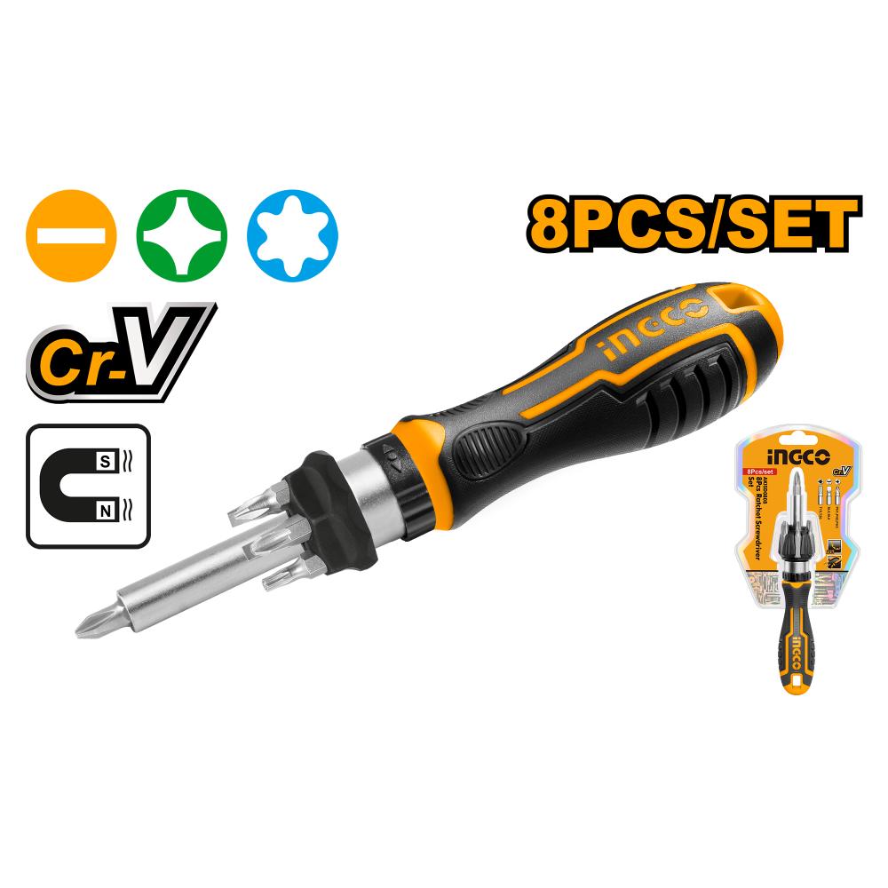 Ingco Screwdriver Set Ratchet 8 Piece - Gimme Now